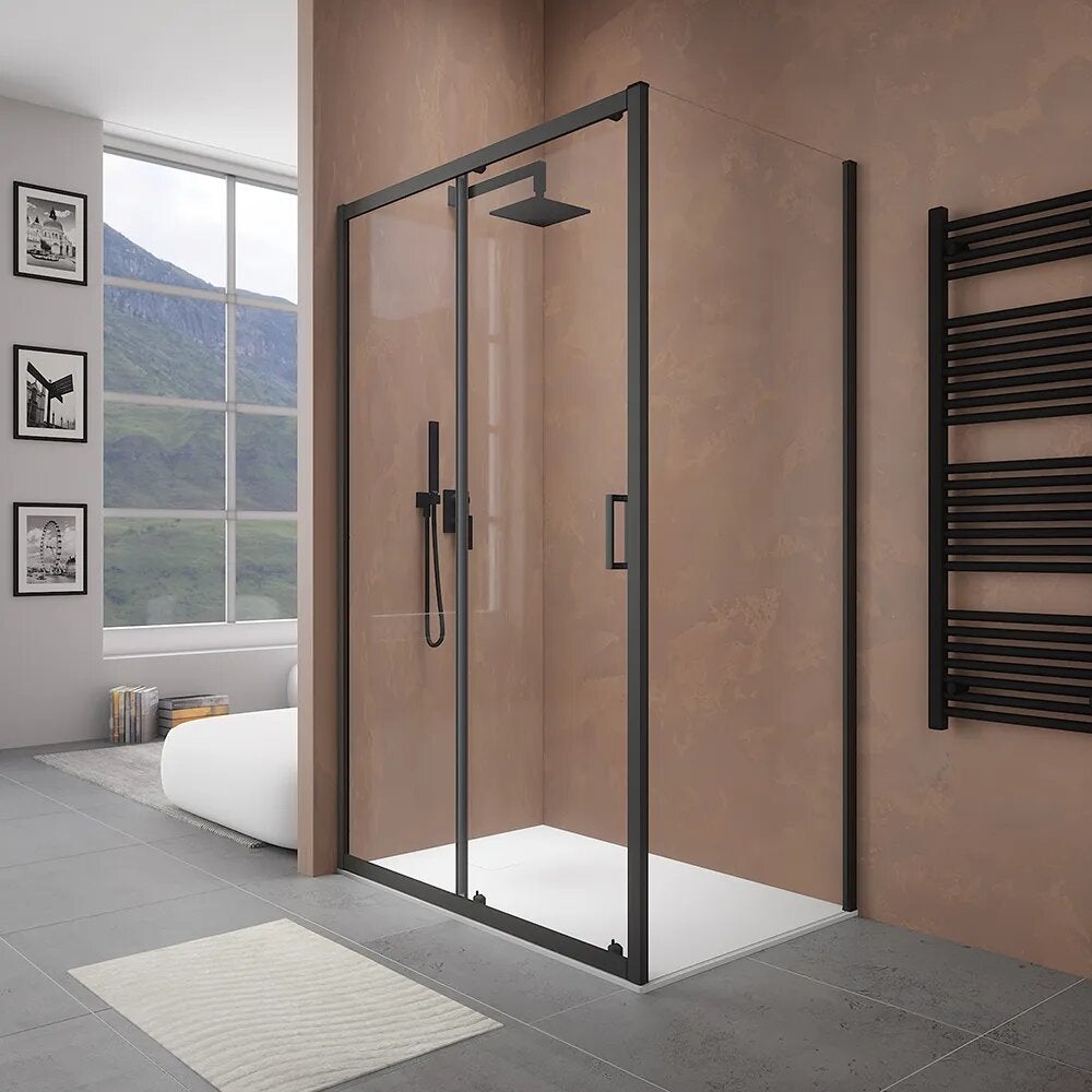 Cabine de douche 125x70 cm coulissante en verre transparent 6 mm ...