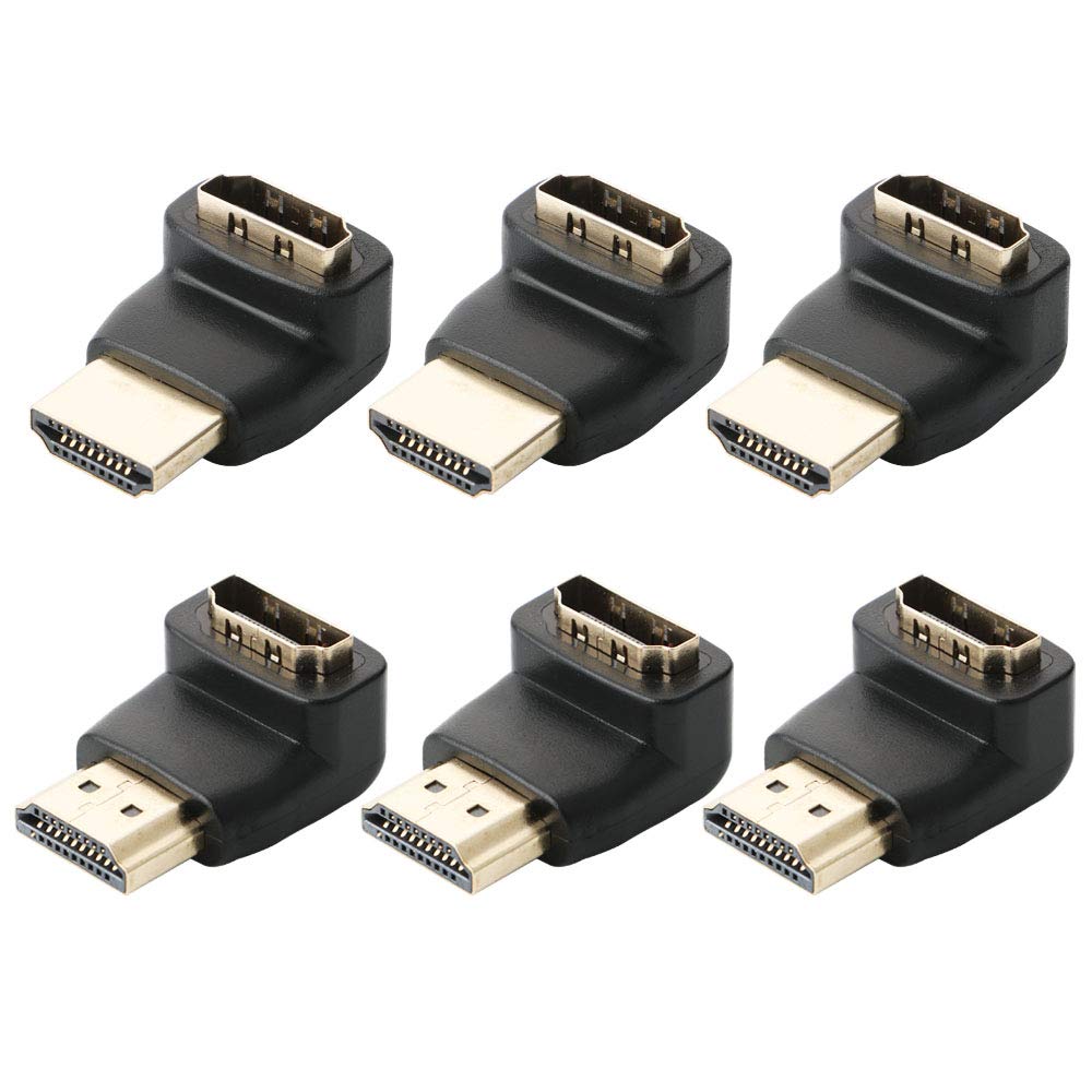 Paquete de 6 conectores HDMI en ángulo recto, adaptadores HDMI macho a ...