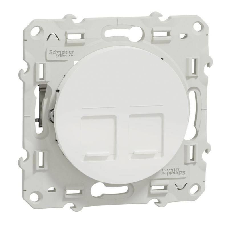 Odace prise double multimédia RJ45 grade 3 - blanc | Tecnomat / ex Bricoman