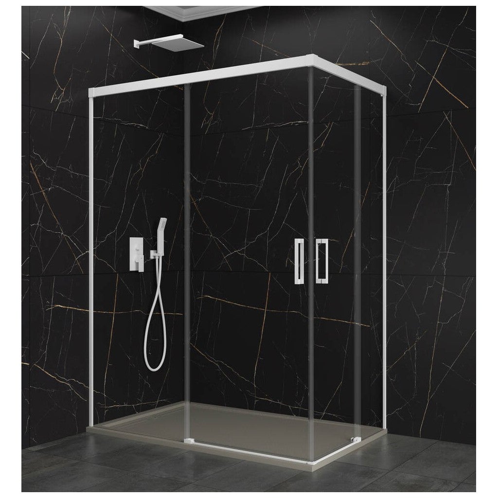 Mampara Basic Angular Transparente Blanco 105X80 | Leroy Merlin