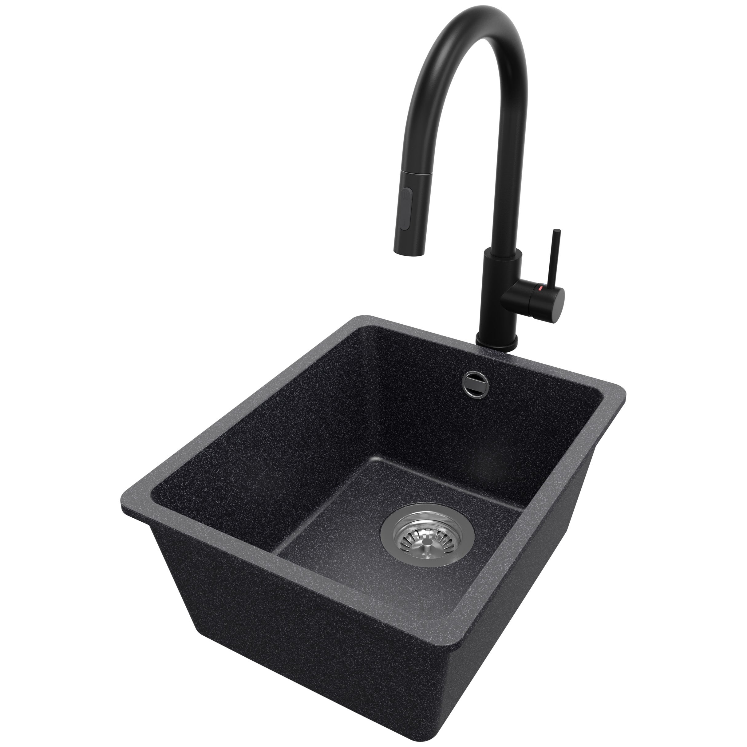 Evier Sous Plan Graphite 36x44cm, Evier en Granit 1 bac + Robinet ...