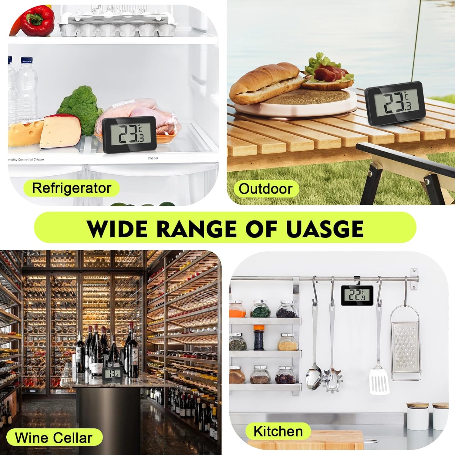 Mini termómetro digital para congelador, para cocina, refrigerador y ...