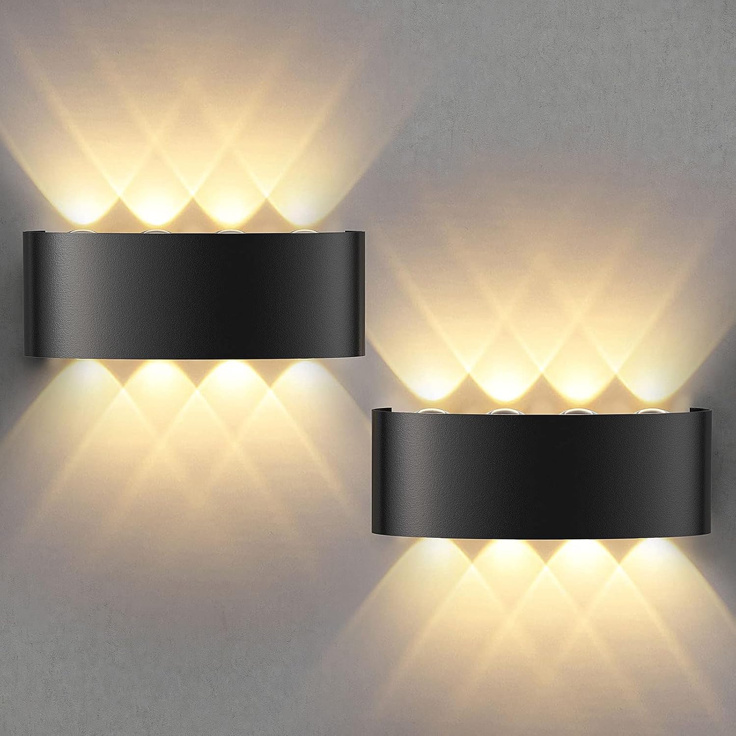 Aplique de pared LED 2 piezas, interior/exterior, doble luz arriba ...
