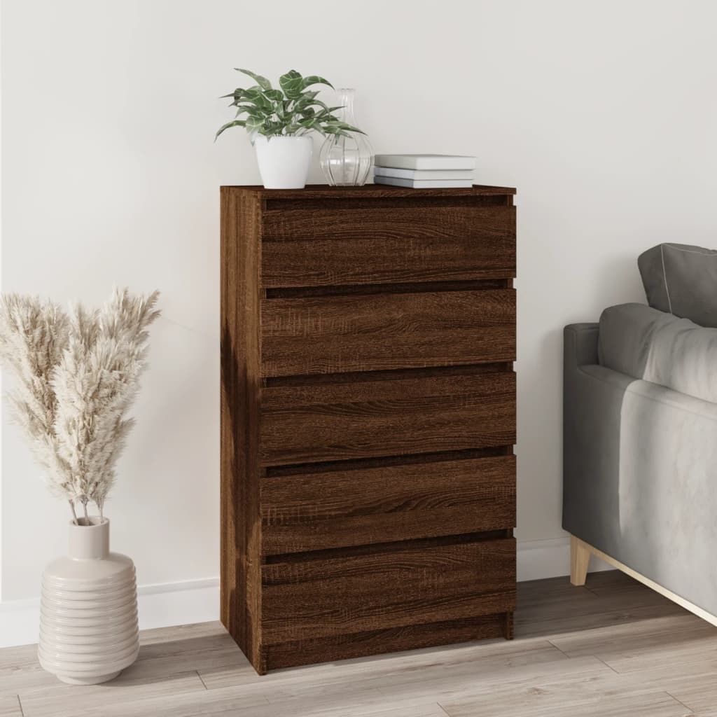 Cómoda Roble marrón 60x36x103 cm Madera contrachapada | Leroy Merlin