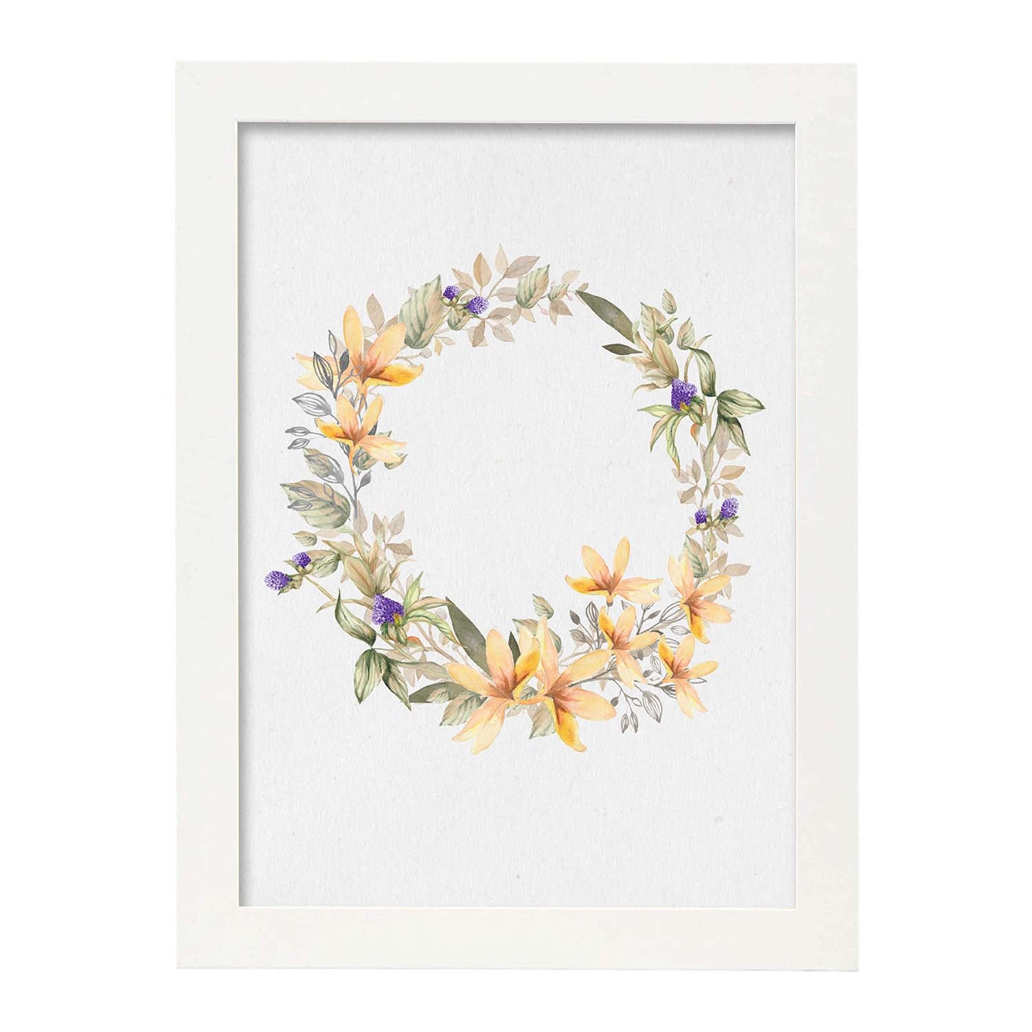 Poster De Coronas Florales. Lamina Corona Floral Amarilla, Ilustrada ...