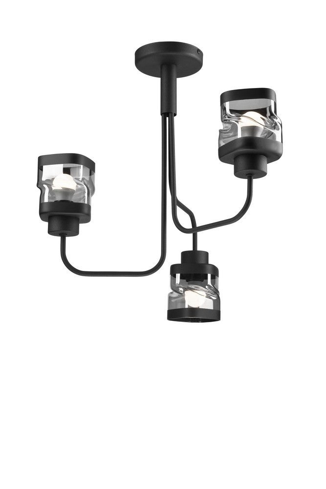 Lamkur Hugo Plafón Multi Arm Semi Empotrado Negro, 3x E27 | Leroy Merlin