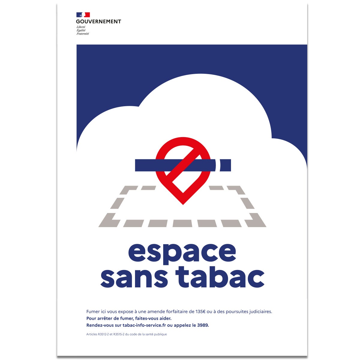 Panneau espace sans tabac périmètre délimité - 21x30 cm - Adhésif ...