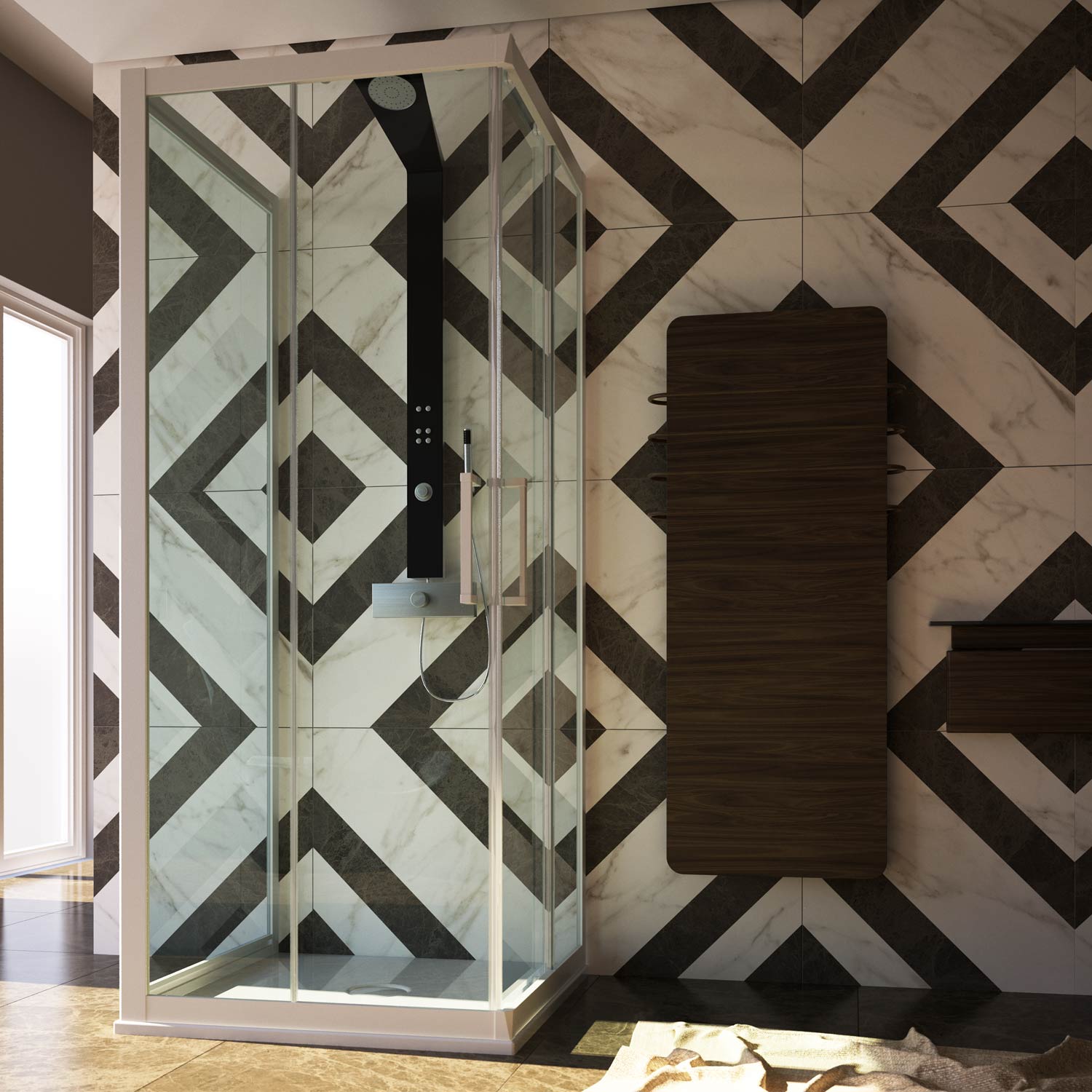 Cabine de douche 3 Côtés en PVC 90x70x90 CM H200 Transparent mod. Lite ...