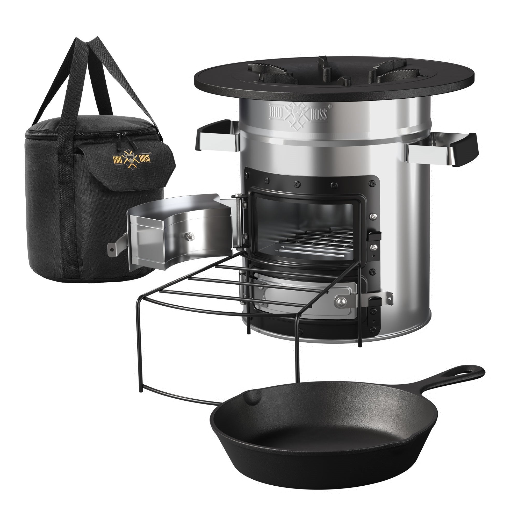 Four de camping Four à fusée BBQ Four à bois Four de camping Grill ...