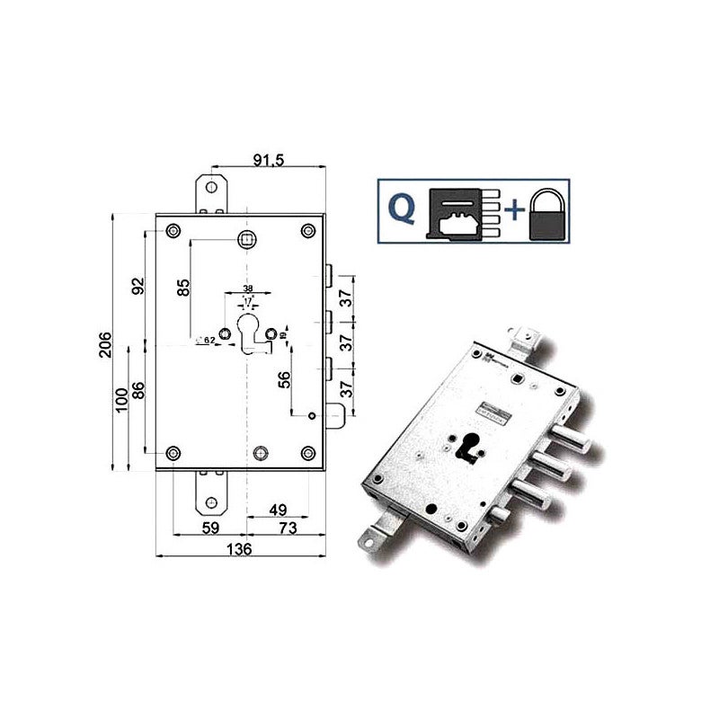 Cerradura de seguridad triple derecha 89857 Mottura | Leroy Merlin