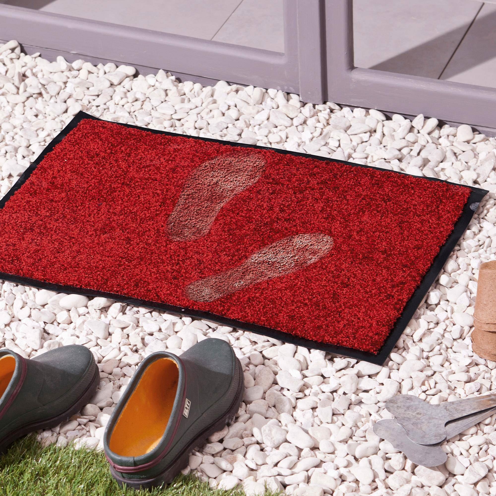 Tapis antipoussières QUATUOR 60x90 rouge en textile | Leroy Merlin