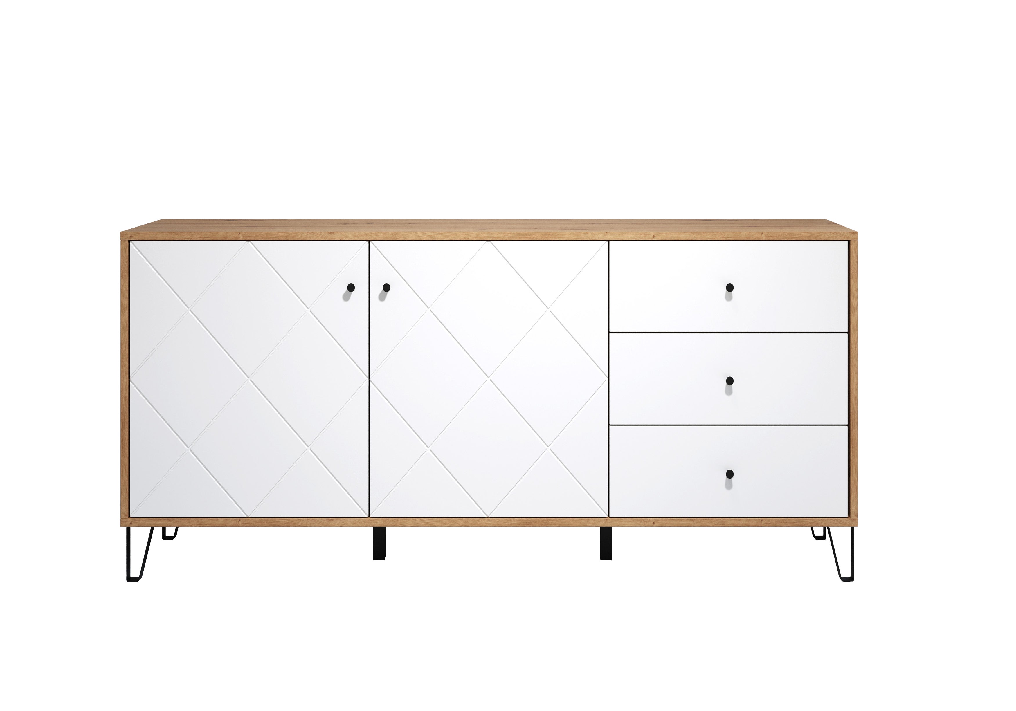 Buffet - Mélamine chêne - Naturel-Blanc - 183 - 76 - 40 cm | Leroy Merlin