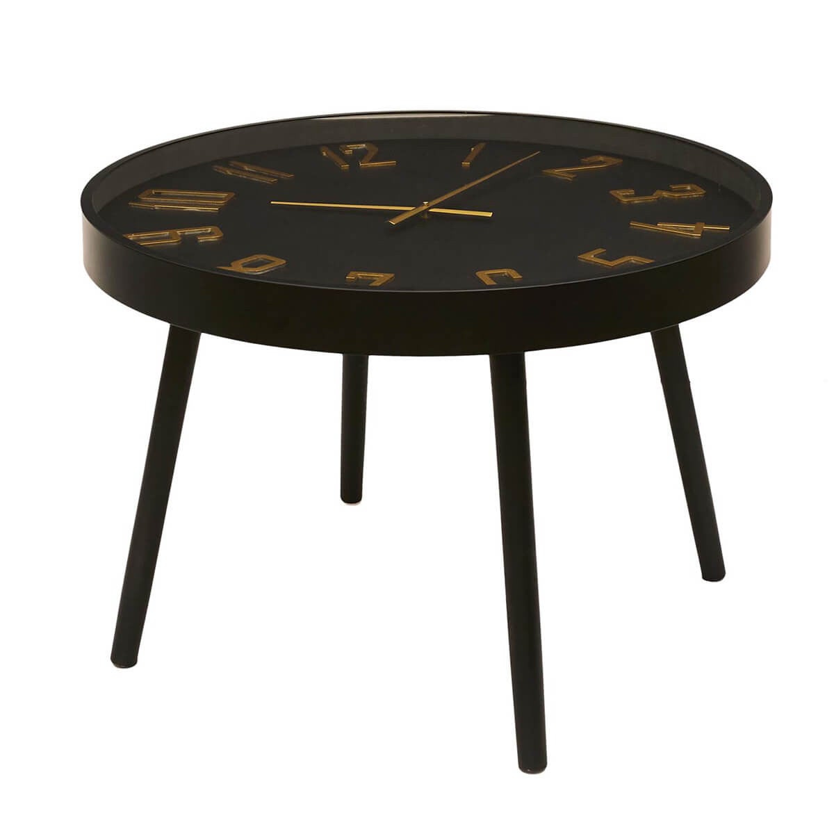ORLAR - Table d'Appoint Horloge Silencieuse Ø70cm Noir et Or | Leroy Merlin