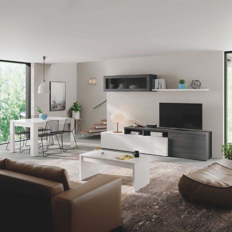 Pack Muebles Salón Lexus Completo Color Blanco Y Ceniza Estilo Moderno ...