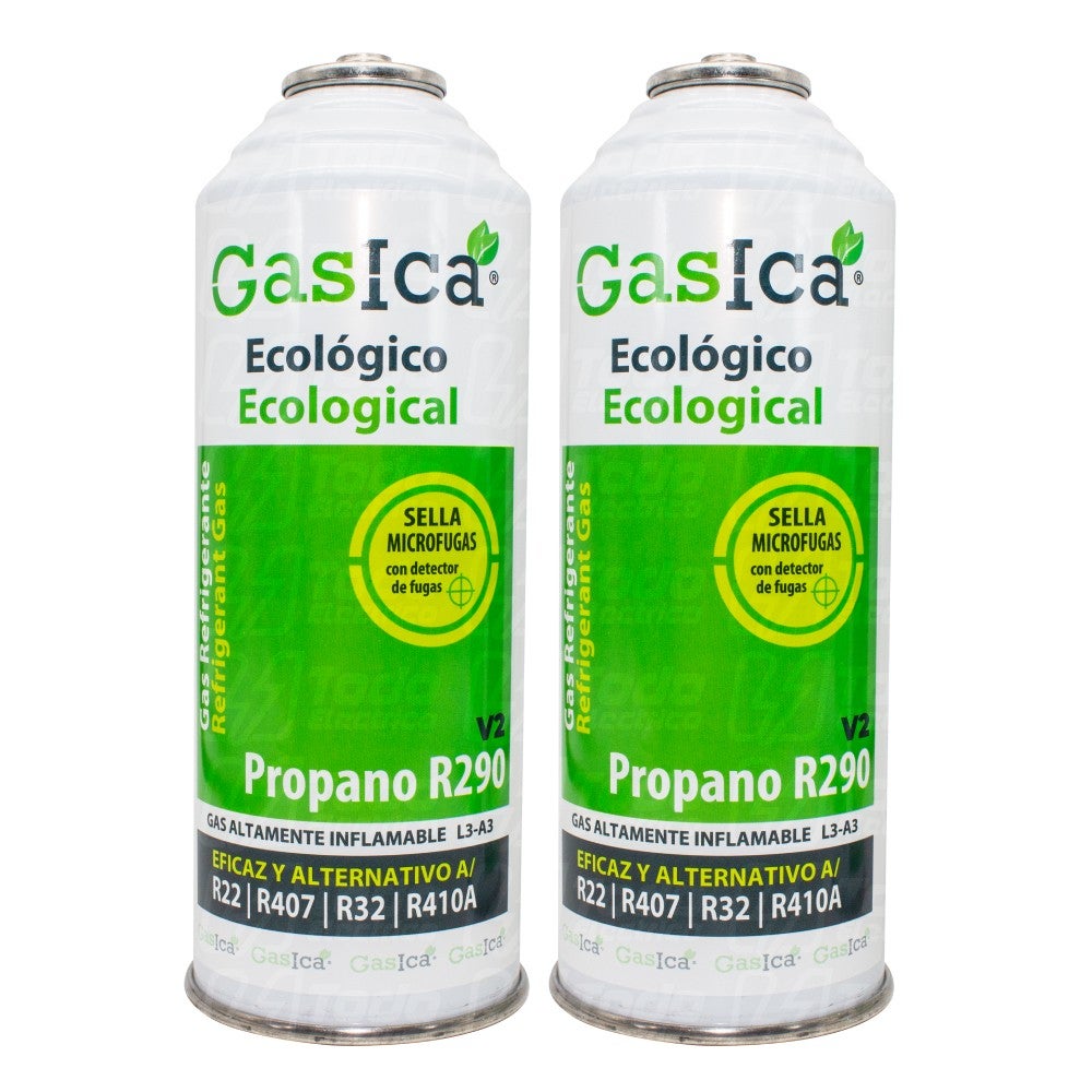 Pack 2 Botellas Gas refrigerante orgánico Gasica V2 Sustituto R22, R407 ...
