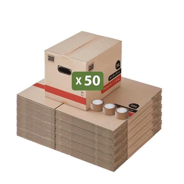 Pack and Move - Lot 50 Cartons Déménagement Livres Premium - 40 X 30 X ...
