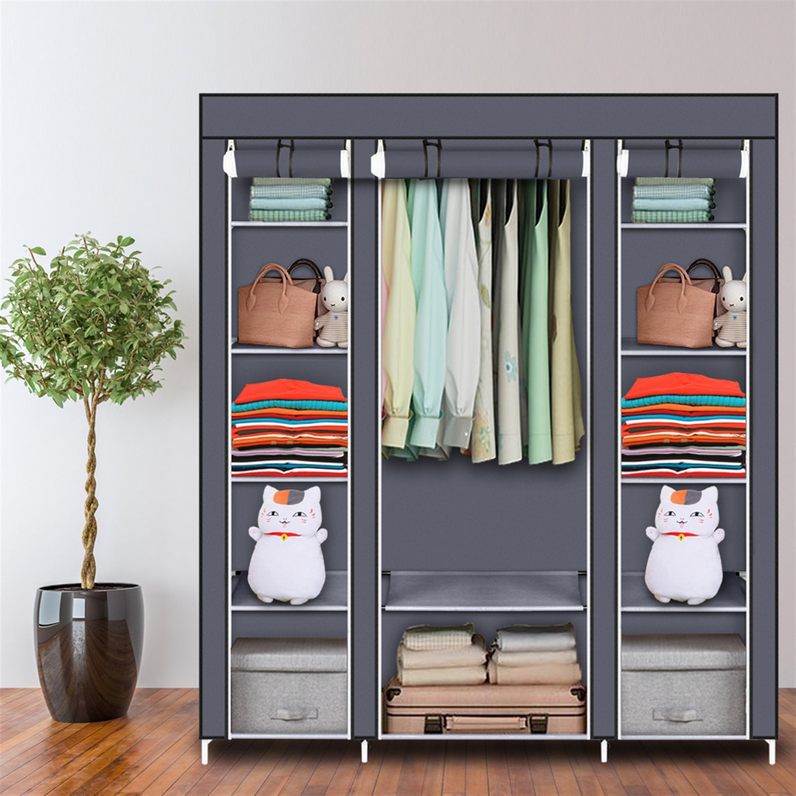 Armoire Portable de 69" en Tissu Non-Tissé, Montage Facile, Robuste et ...