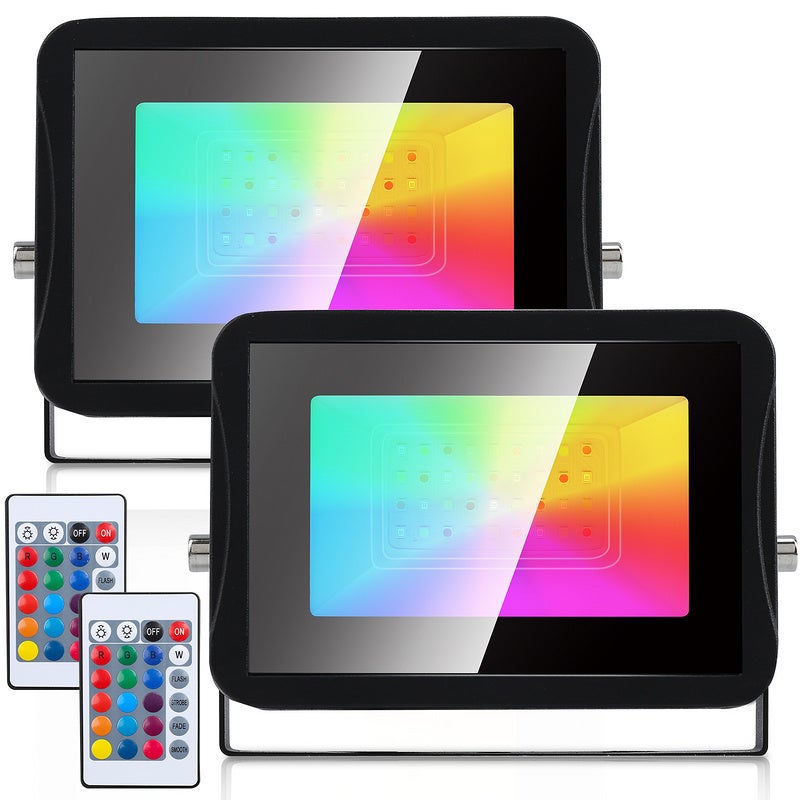 Projecteur à LED RGB Spot extérieur Dimmable Projecteur LED RGB 2x 30W ...