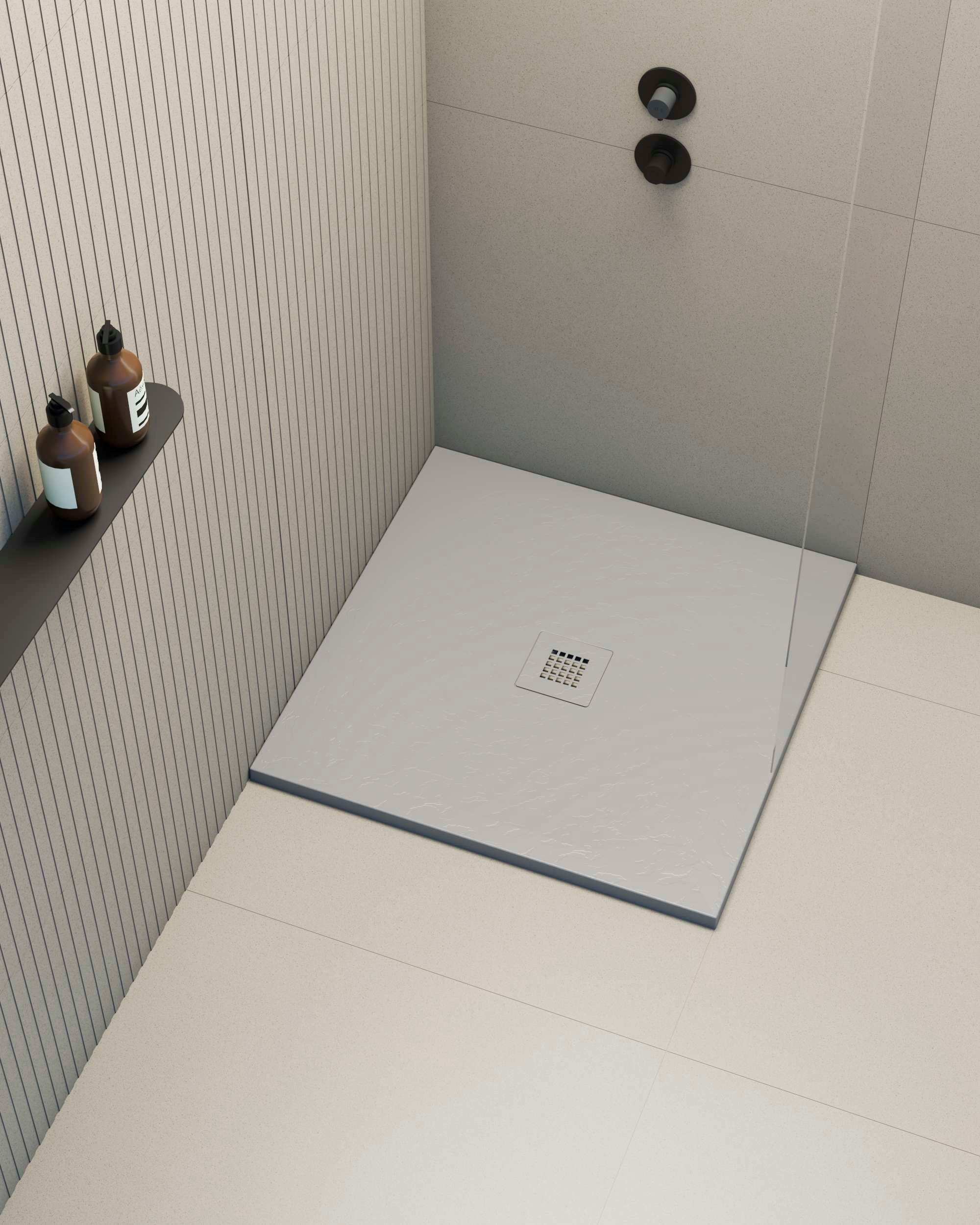 Plato de ducha POALGI - 80x80 cm - Humo - Serie Hos's - Extraplano y ...