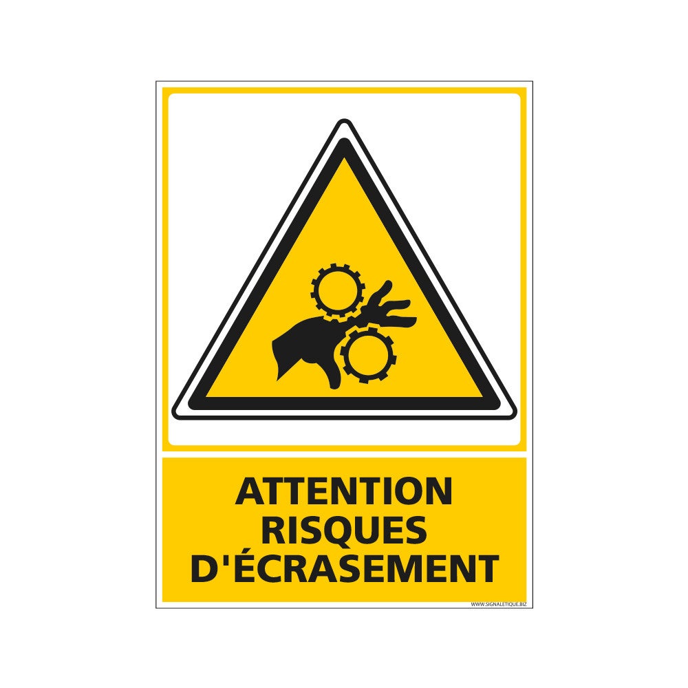 Panneau de Signalisation ATTENTION RISQUES D'ECRASEMENT (C1181) 300 x ...