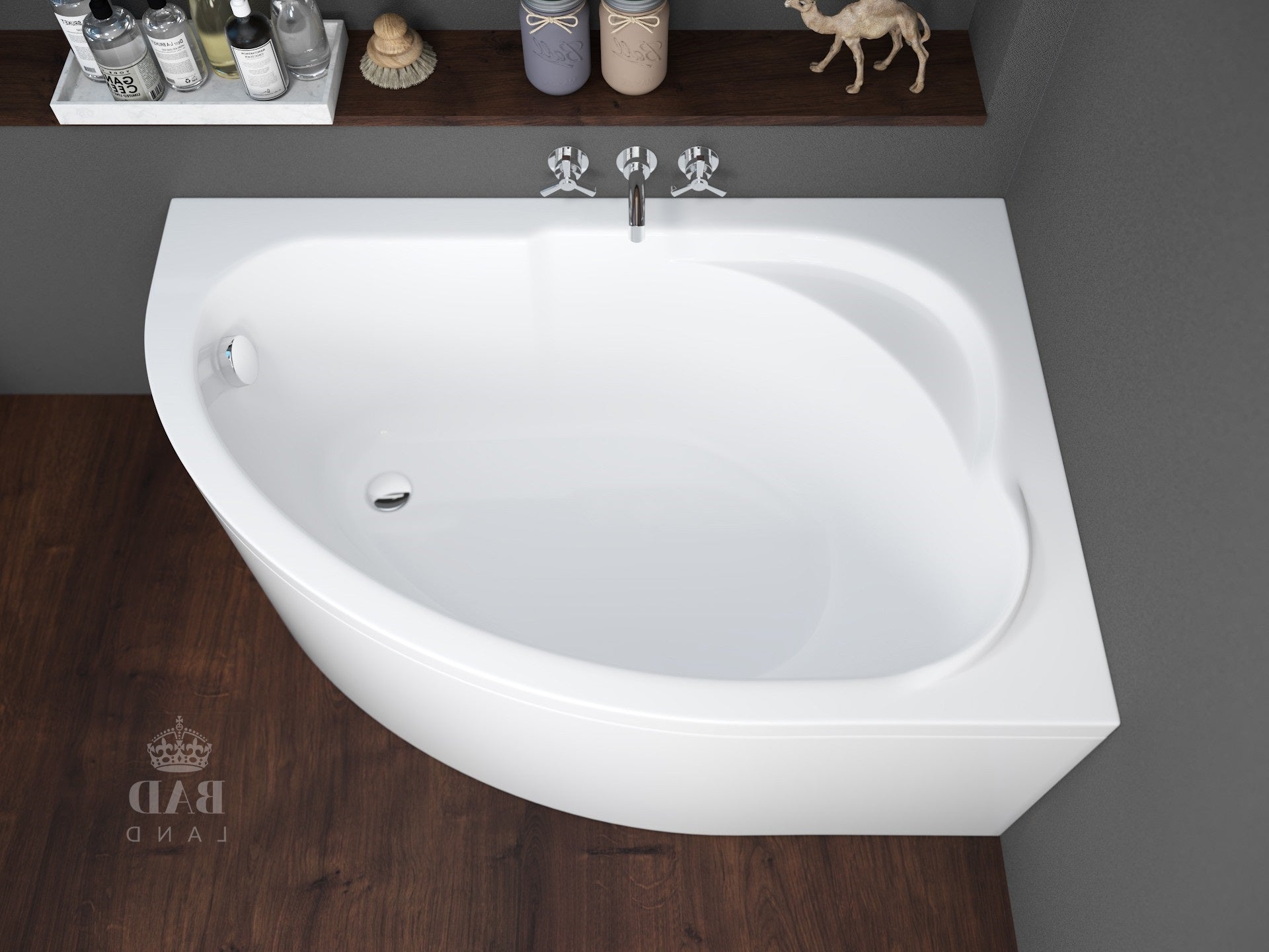 Baignoire asymétrique 130x85 Droite STANDARD acrylique blanc + avec ...