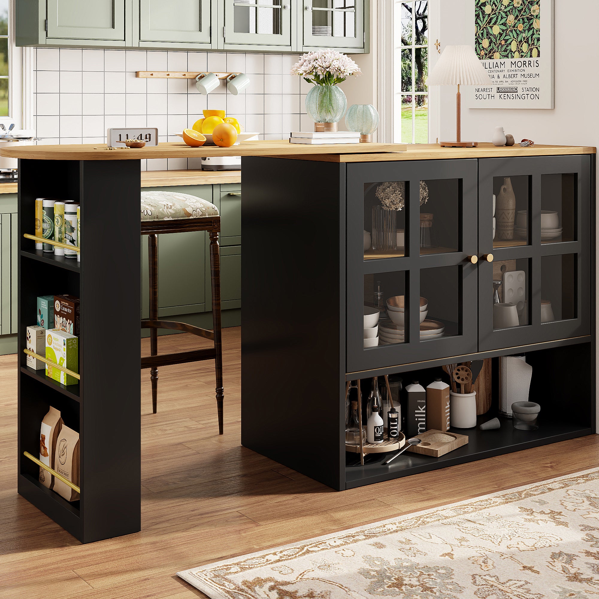 Meuble de bar pivotant 360° et escamotable - avec 2 portes et étagères ...