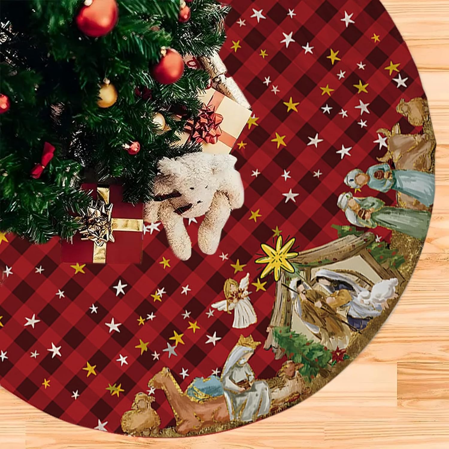 Décoration pour fêtes : Jupe de sapin 90 cm ronde (Noël, ambiance ...