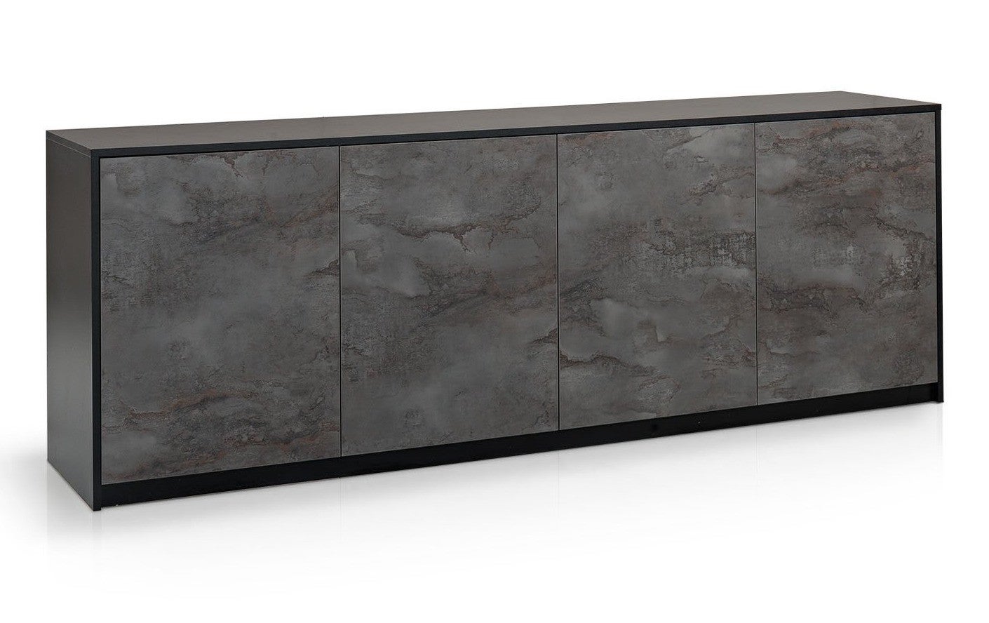 Buffet 4 portes mélaminé noir et gris Lobis L 238cm | Leroy Merlin