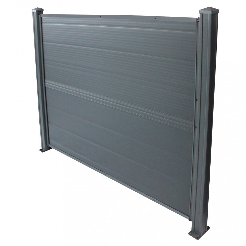 Panneau de clôture PVC brise-vent avec poteaux aluminium 150 X 120 gris ...