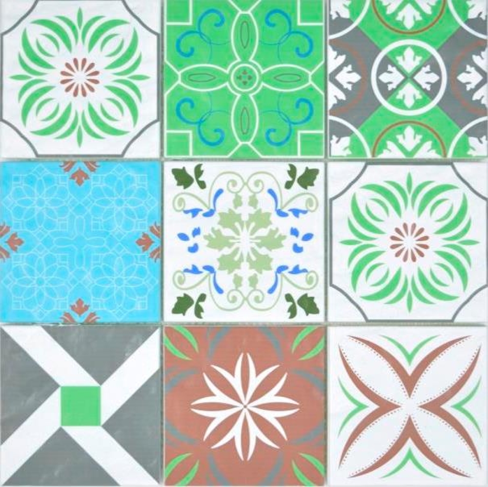 Azulejos de mosaico de vidrio con adorno retro y espejo multicolor para ...