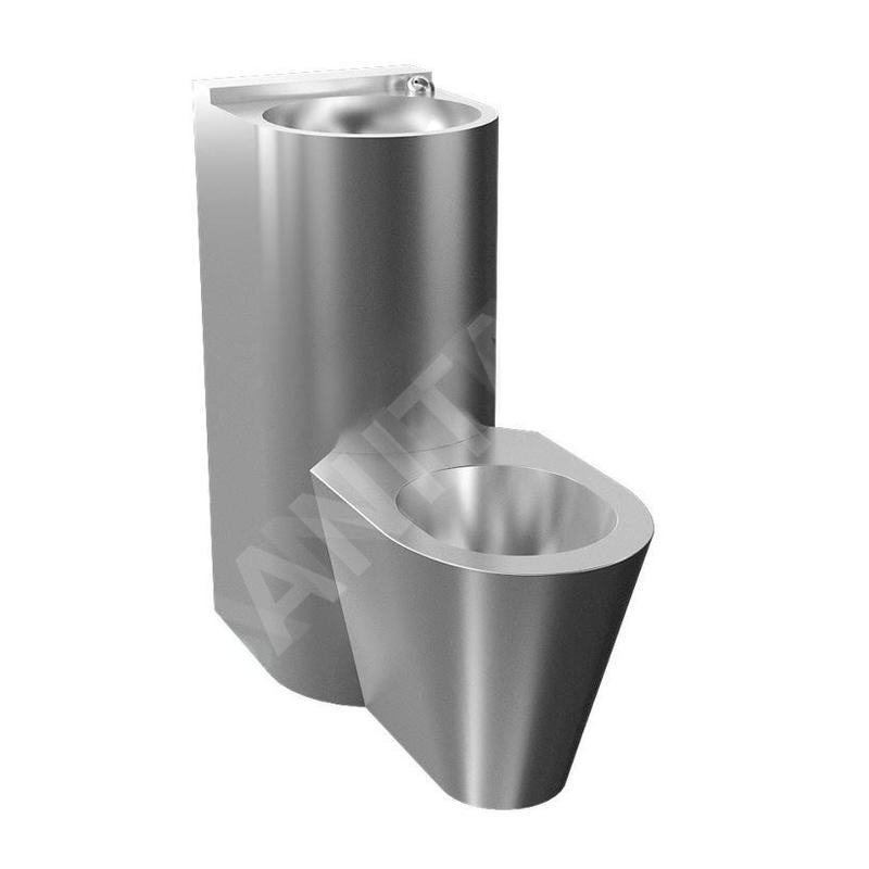 Sanela WC en inox - Ensemble WC à poser / lavabo , piezo ...