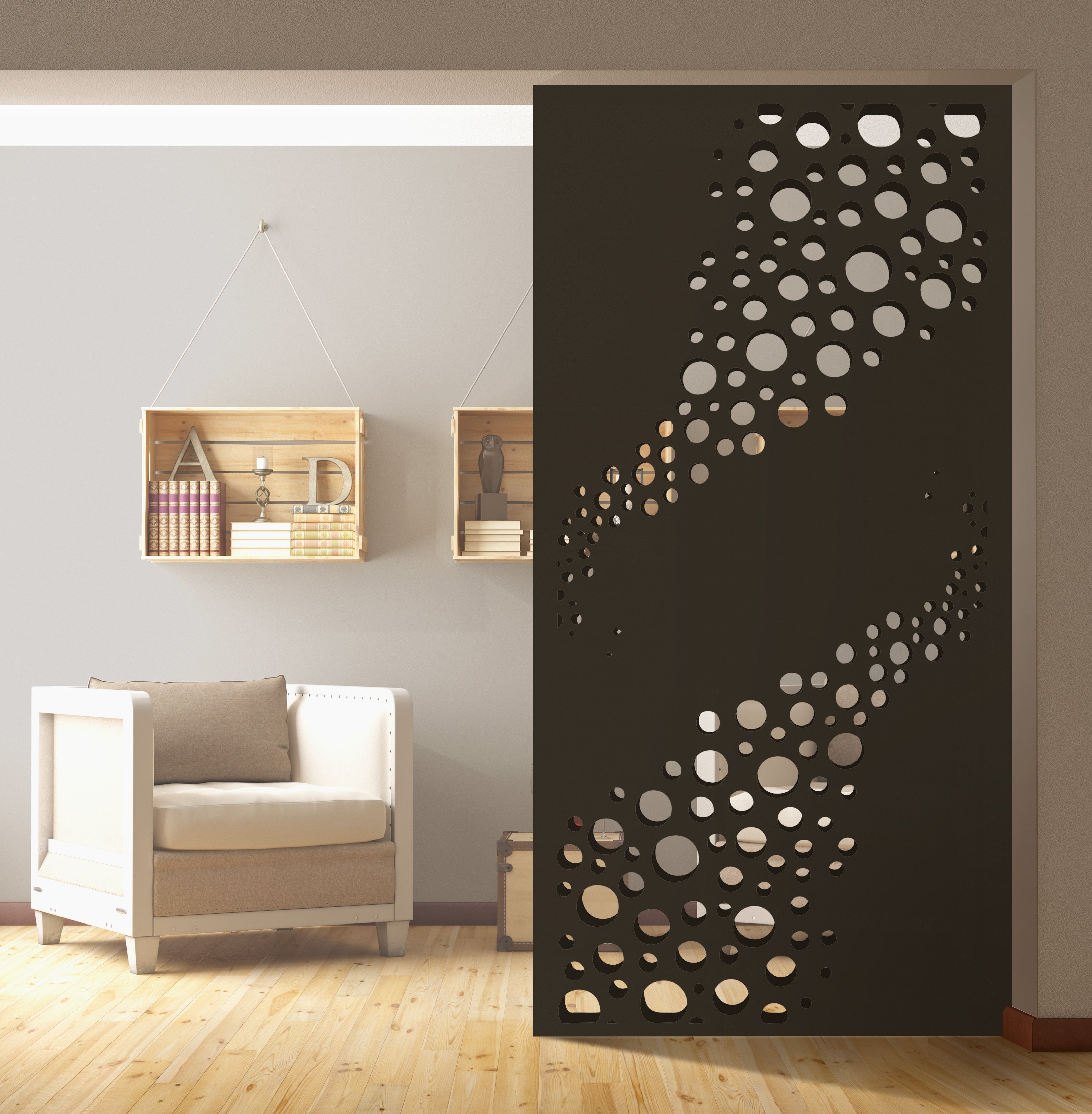 CLOISON DE SEPARATION BOIS TYPE Claustra décorative PLANETE MDF Noir ...