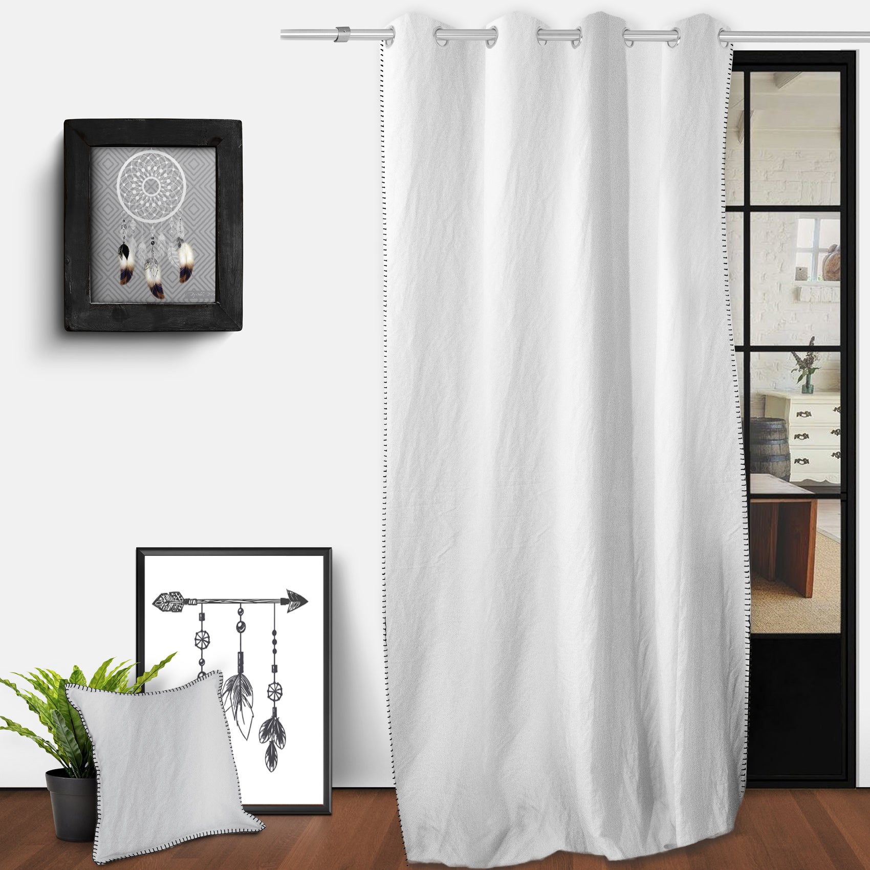 Rideau à œillets Spirit - Blanc - 135x250 cm - Coton | Leroy Merlin