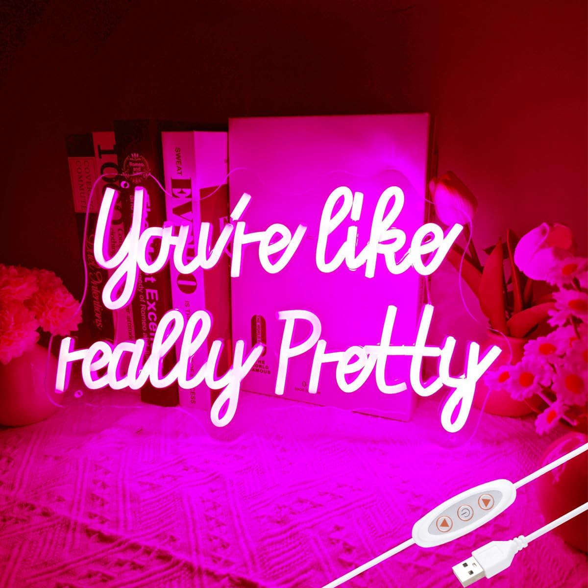 Enseigne néon LED « You look really pretty », néon rose avec port USB ...