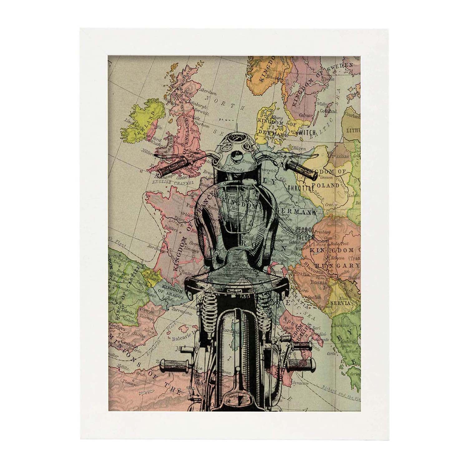 Poster De Moto En Francia. Láminas De Mapas Del Mundo. Decoracion Con ...