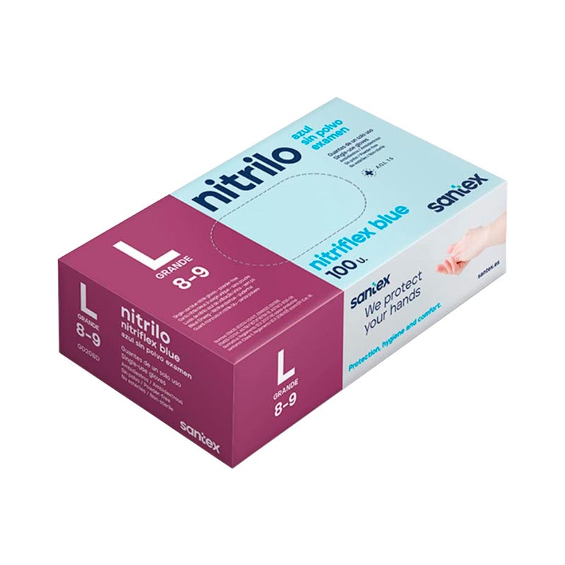 Nitriflex Blue Pack de 100 Guantes de Nitrilo para Examen Talla L ...