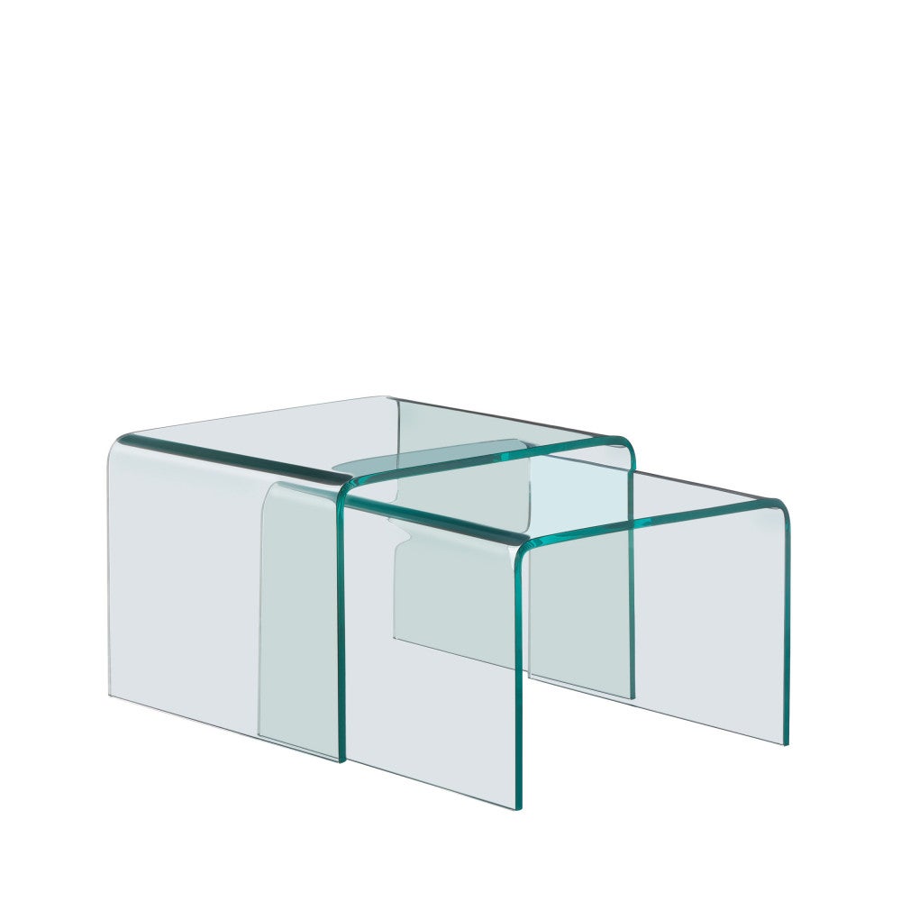 Nido - Lot de 2 tables basses gigognes en verre - Transparent | Leroy ...