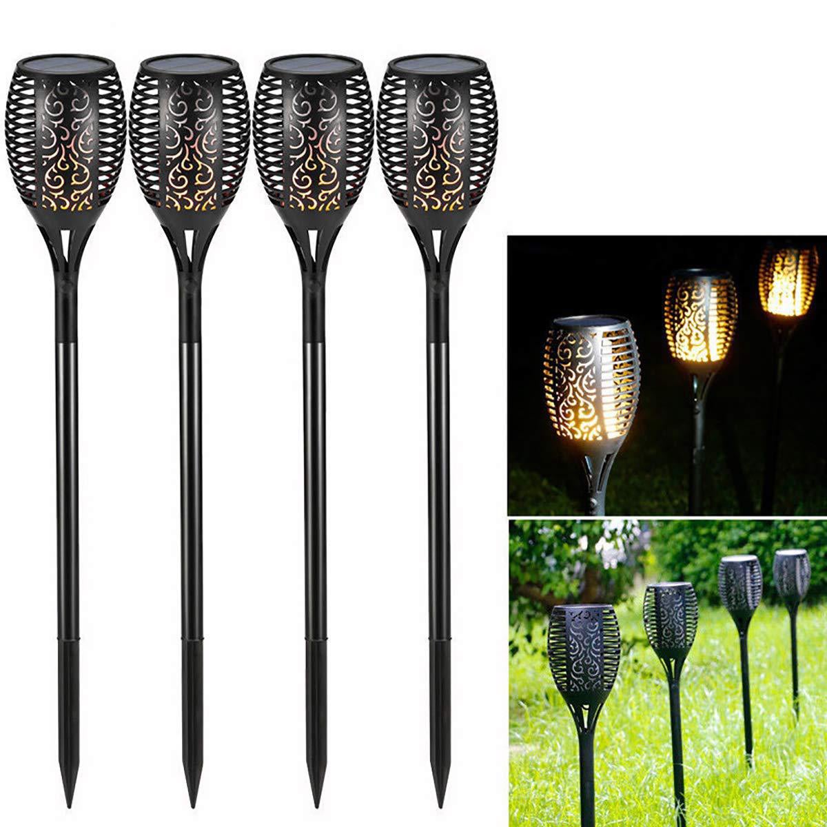 4Pack 12LED Solar Flame Lights Outdoor Flickering Torch Waterproof ...
