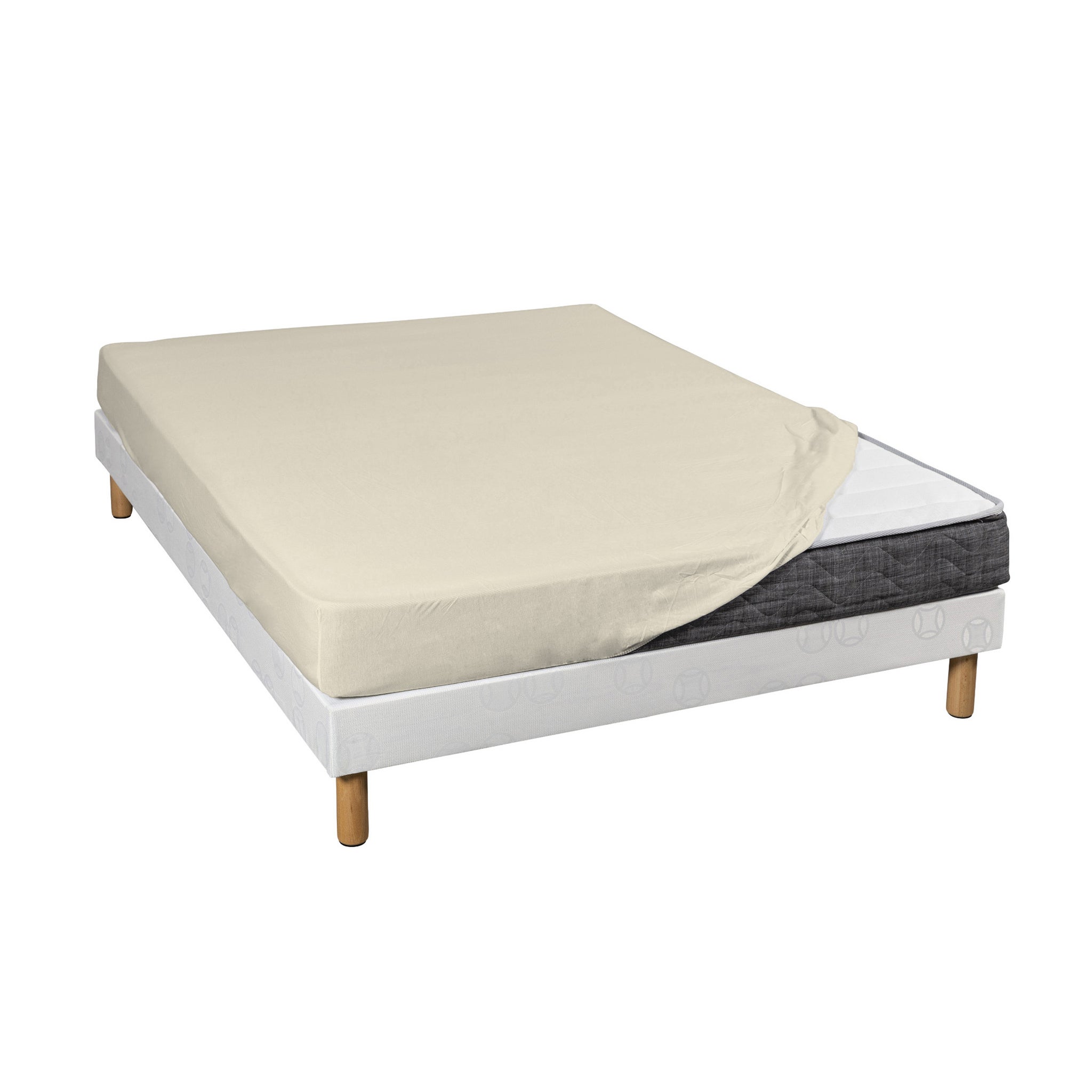Drap housse lin jersey coton Lycra Tencel 140x220 | Leroy Merlin