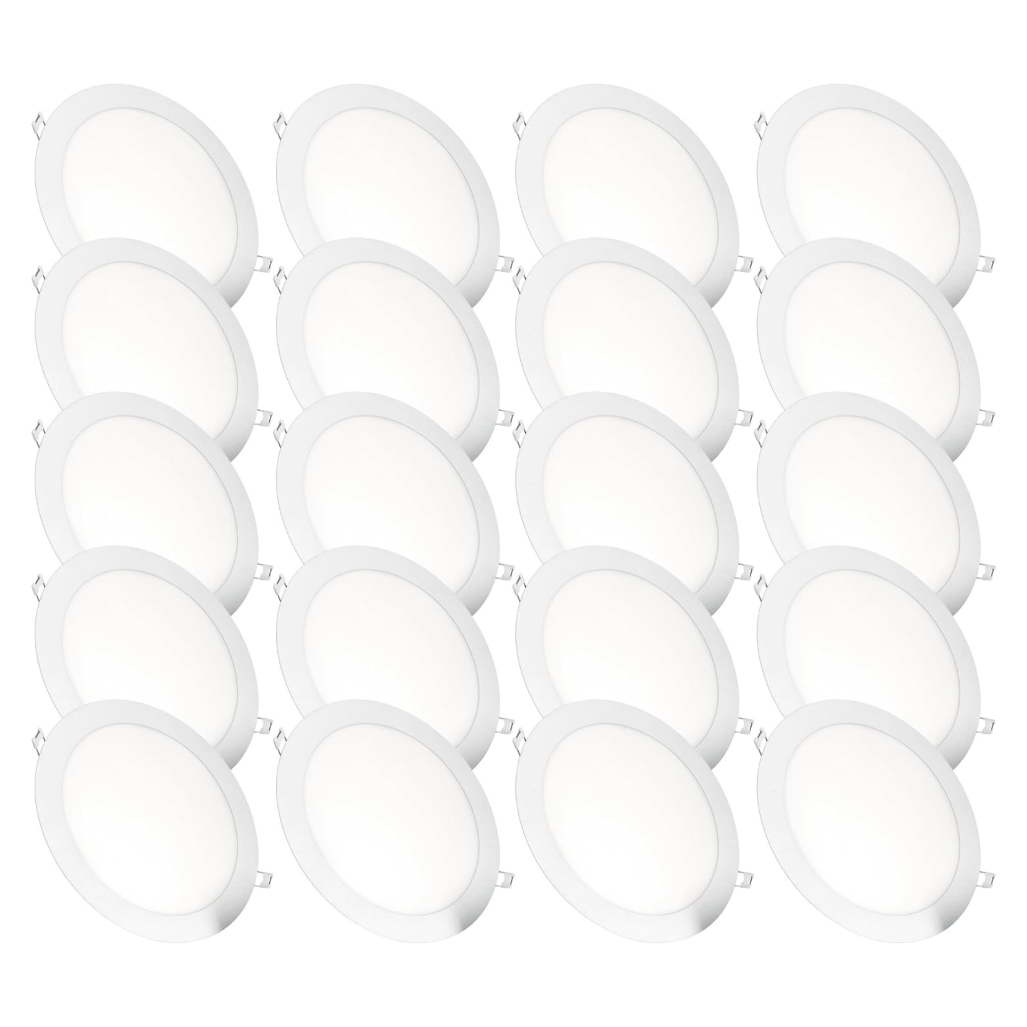 20x Downlight LED rond 18W, anneau plat en aluminium blanc mat encastré ...