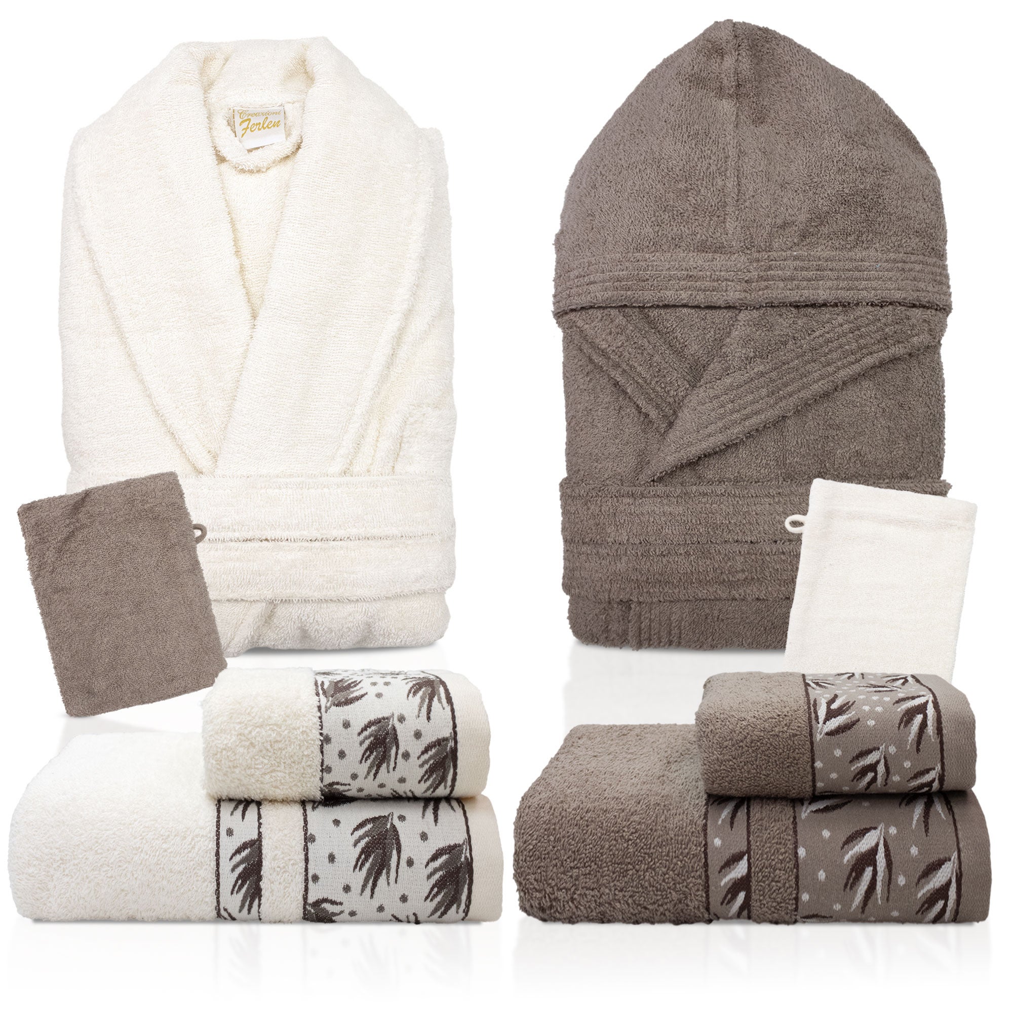 Completo bagno asciugamani accappatoi set uomo donna in spugna di ...