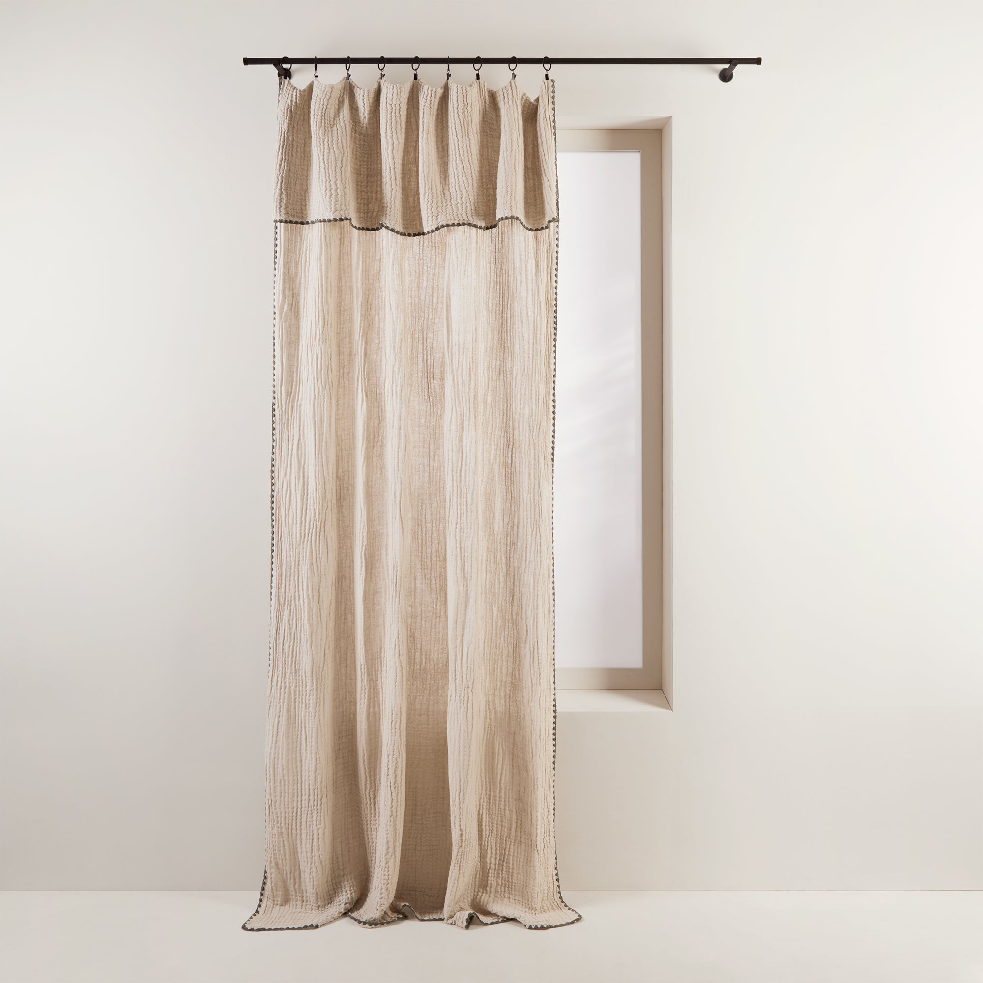 Rideau panneau LALITA naturel et kaki 140x280 cm | Leroy Merlin