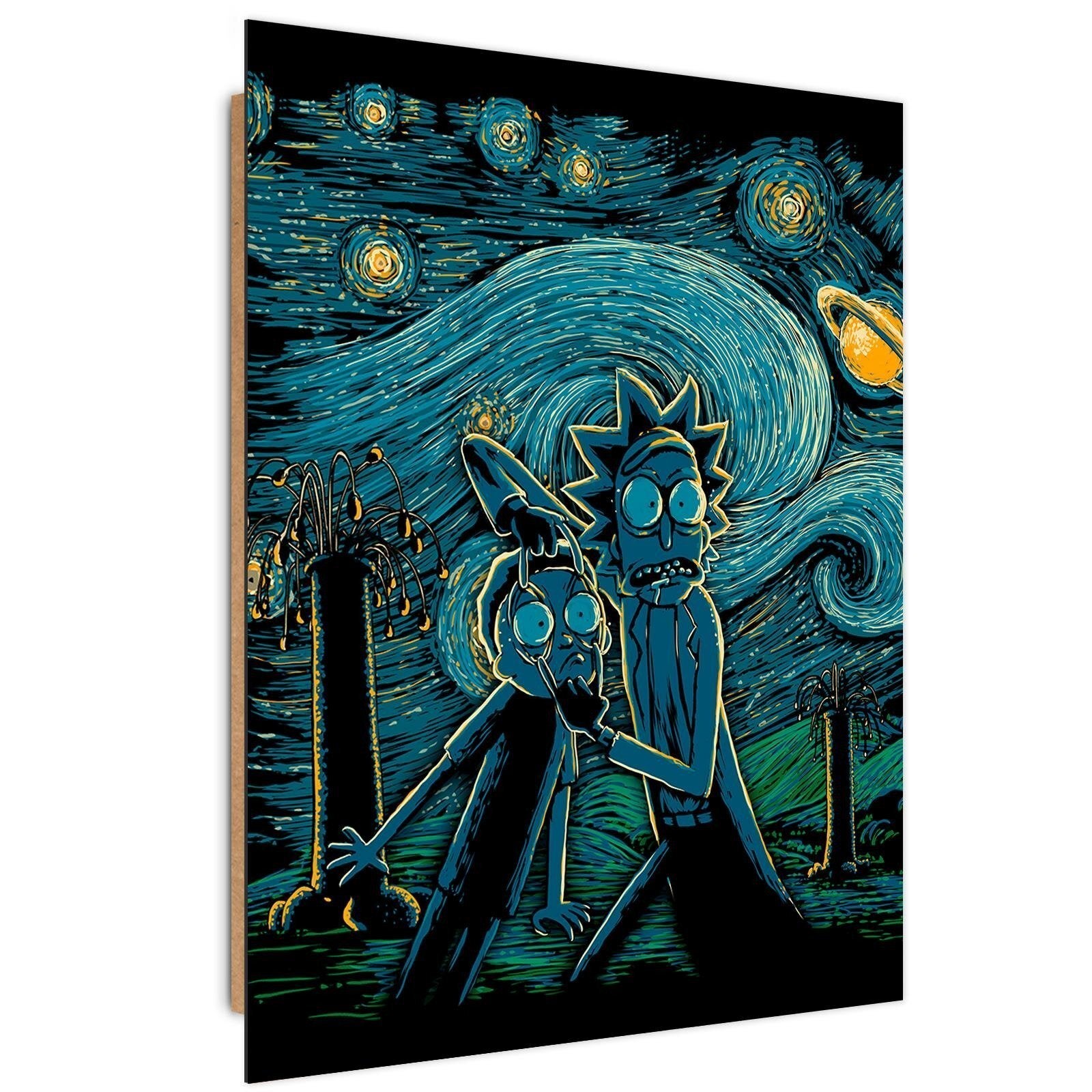 Tableau bois Rick et Morty dans le style de Van Gogh | Leroy Merlin