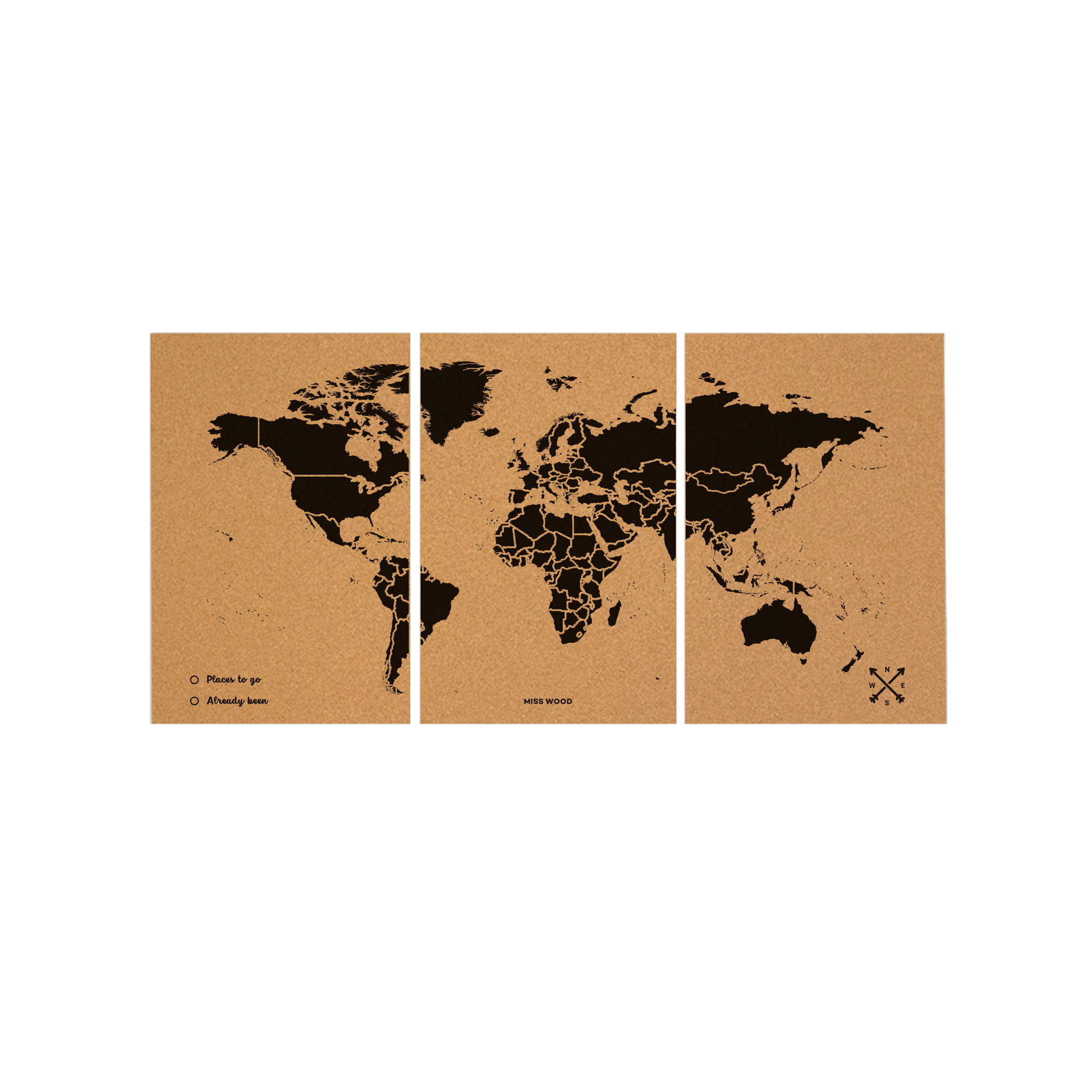 Mapa del mundo de corcho - Woody Map Natural Puzzle / M (60 x 30 cm ...