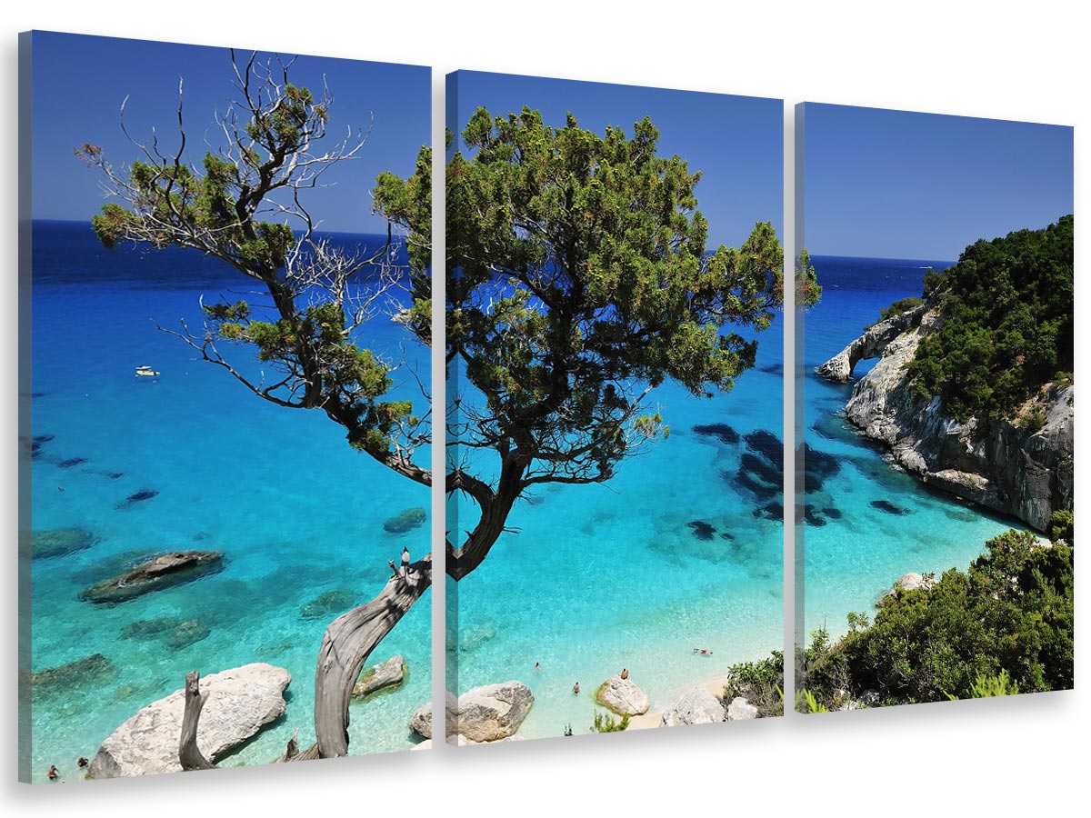 Tableau triptyque paysage goloritz bay, sardaigne italie - 90x60 cm ...