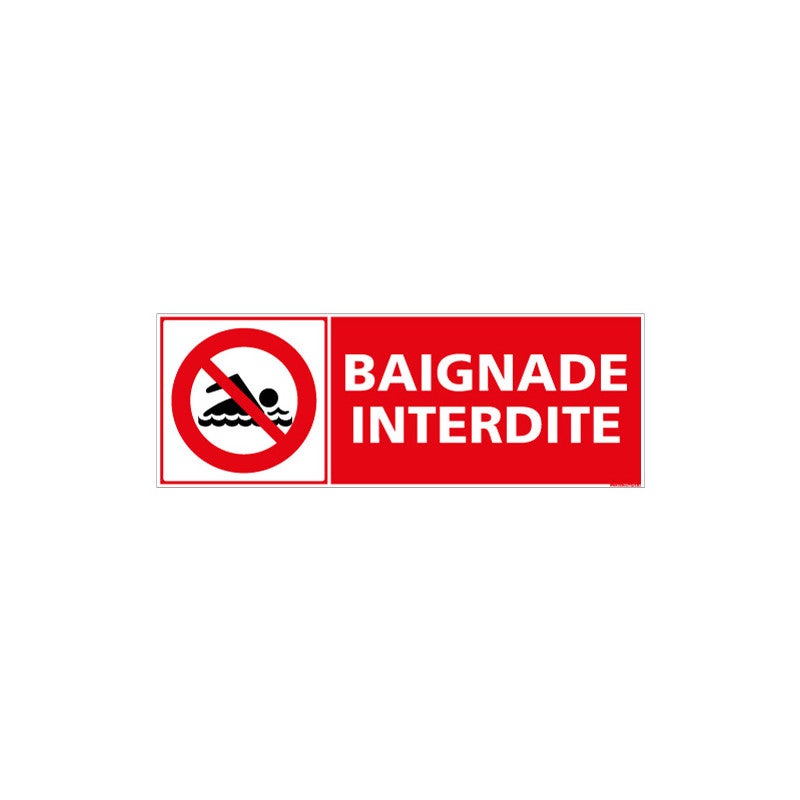 PANNEAU BAIGNADE INTERDITE (H0080) 210 x 75 mm Matière PVC | Leroy Merlin