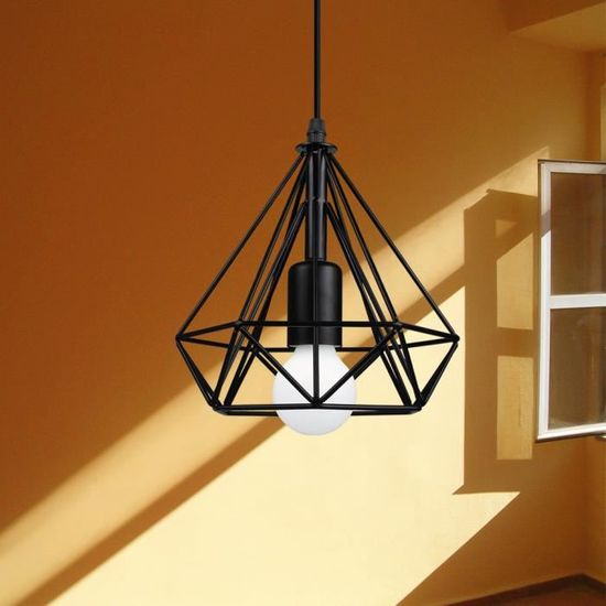Lustre Suspension Industrielle 20 cm Cage Métal E27 Lampe de Plafond ...