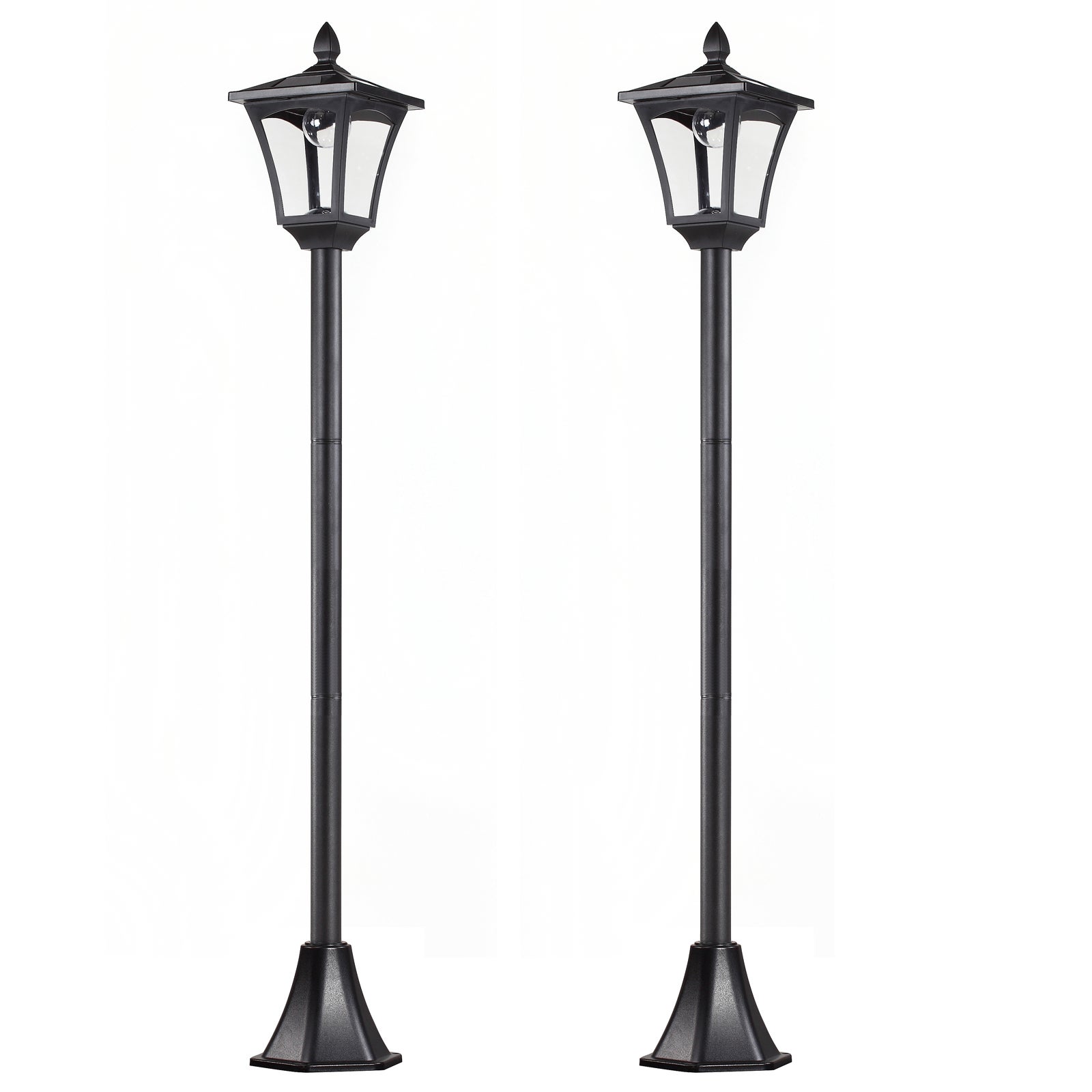 Farolas Solares Acero Inoxidable Negro 18x18x160 cm | Leroy Merlin
