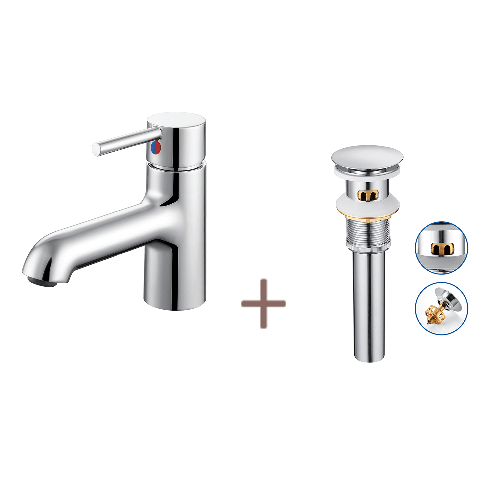 Rubinetto lavabo collegamento flessibile,acqua fredda/calda + pop-up ...