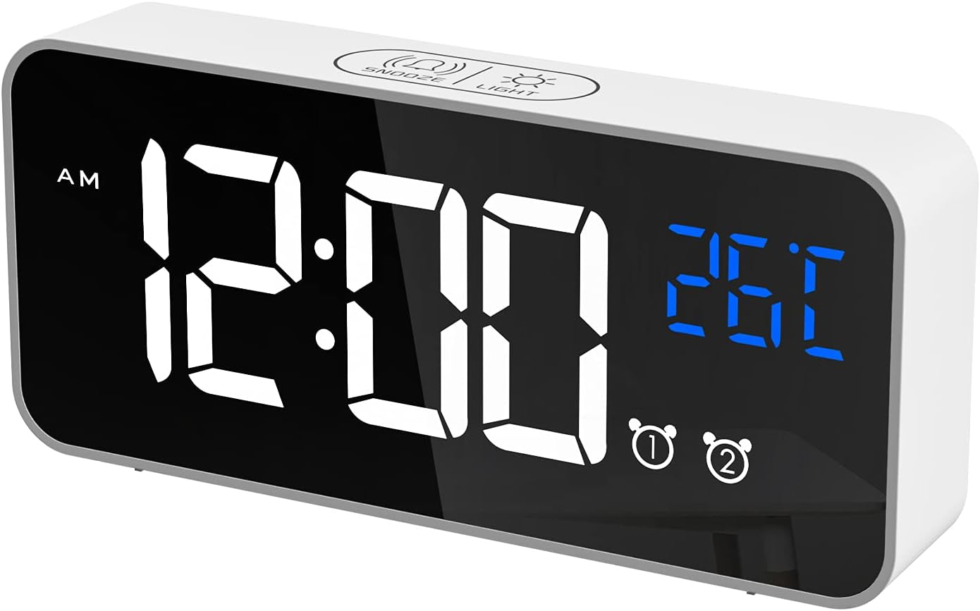 Reloj despertador digital de 2 piezas, LED, con temperatura, función de ...
